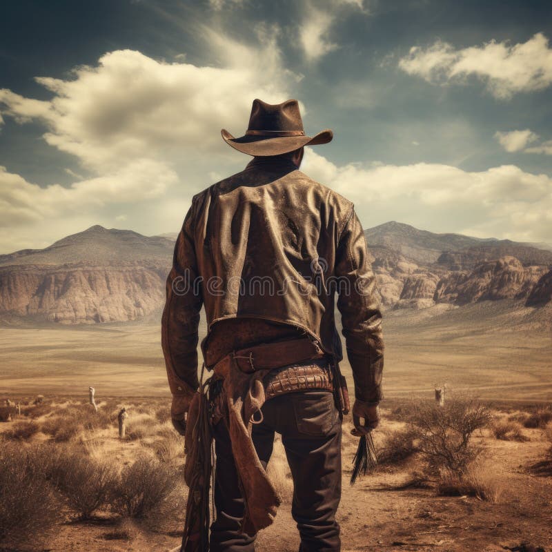 Back View of a Cowboy in the Wild West Stock Illustration ...