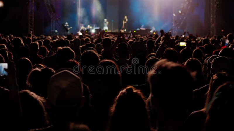 Back View of a Crowd of People at an Outdoor Concert Stock Footage ...