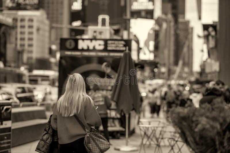 Back View of Crowd in Times Square, New York City Editorial Stock Image ...