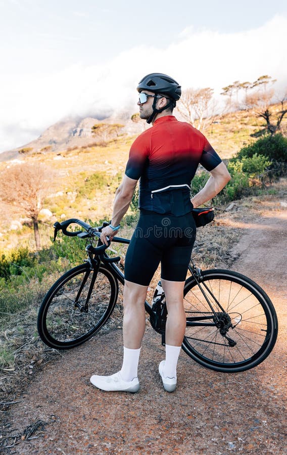 Back View of a Cyclist Enjoying the View Stock Photo - Image of healthy ...