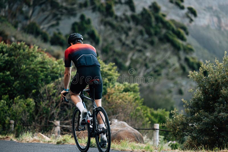 Back View of a Cyclist Enjoying the View Stock Photo - Image of healthy ...