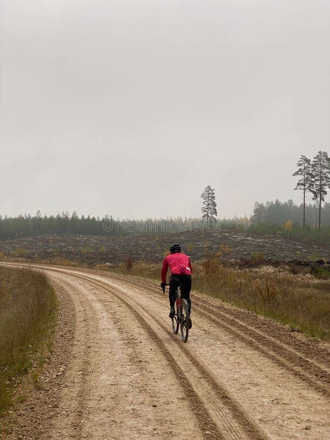 Back View of Cyclist Riding on Road Stock Image - Image of ...
