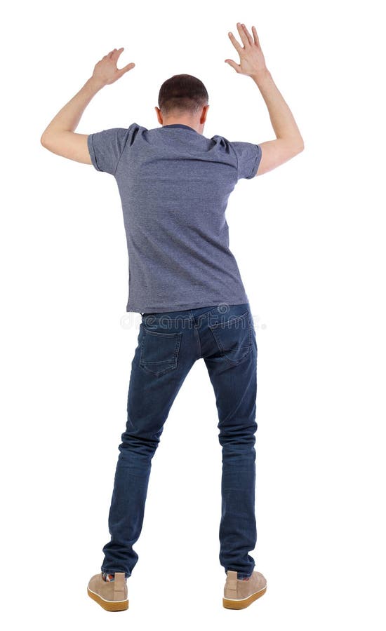 Back View of Dancing Man. Guy Watching Stock Photo - Image of executive ...