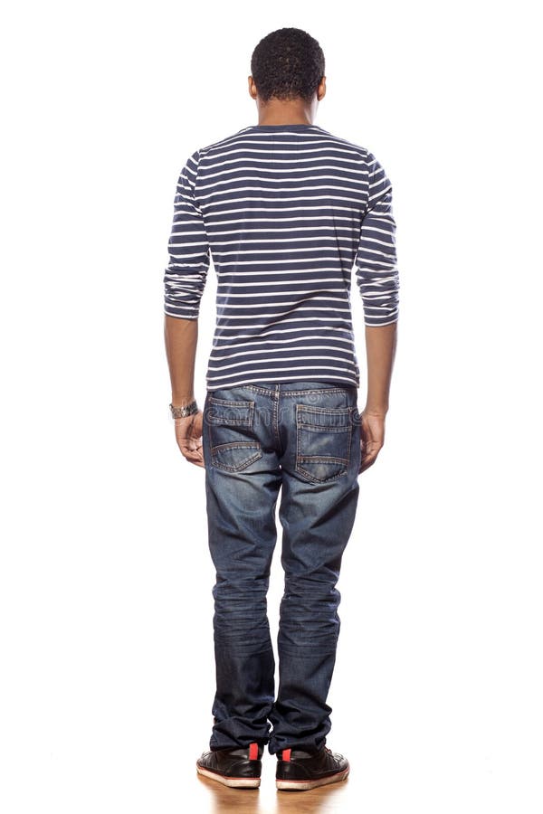 Back View of Dark-skinned Young Man Stock Image - Image of standing ...