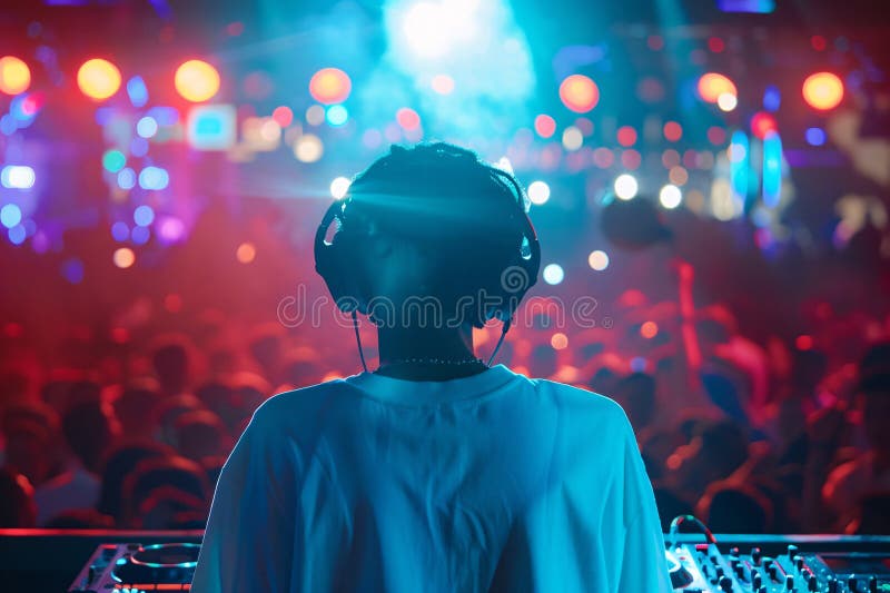 Back View of Dj on the Concert Stock Illustration - Illustration of ...