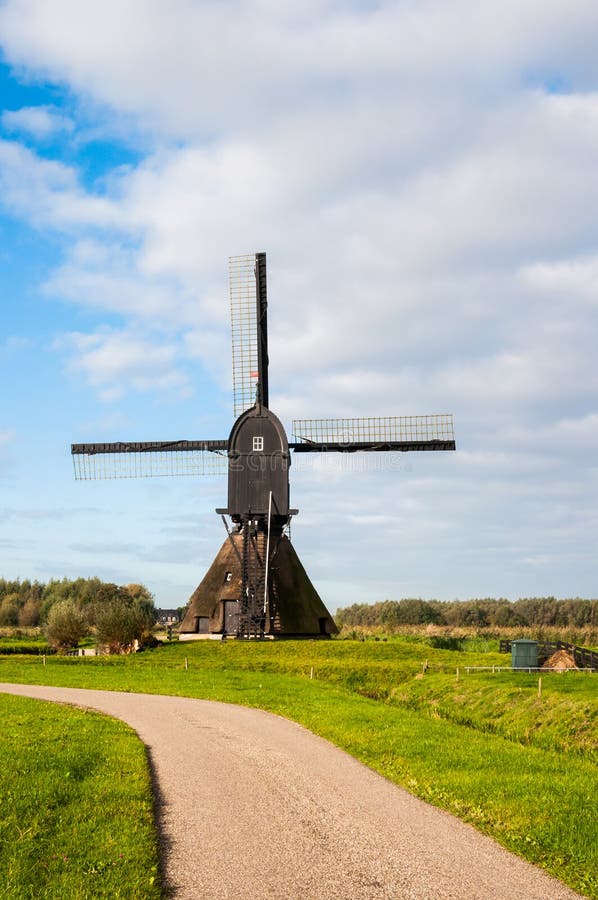 Back View Dutch Windmill in Autumn Stock Photo - Image of ecology ...