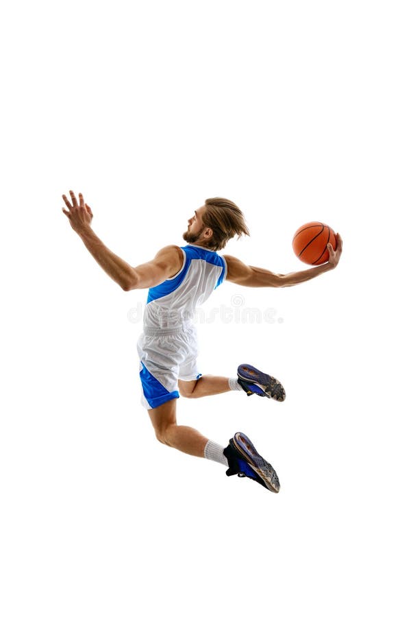 Back View Dynamic Image of Young Man, Basketball Player in Motion with ...