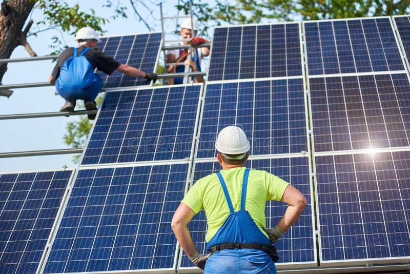 Stand-alone Exterior Solar Panel System Installation, Renewable Green ...