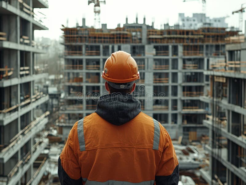 Back View Engineering People, Construction Site. Construction Worker ...