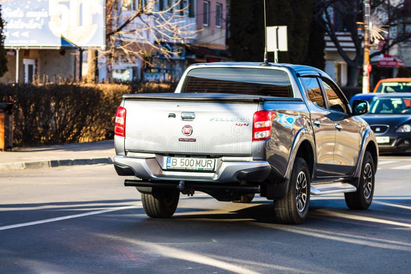 Back View of Fiat Fullback in Traffic on the Streets in Bucharest ...
