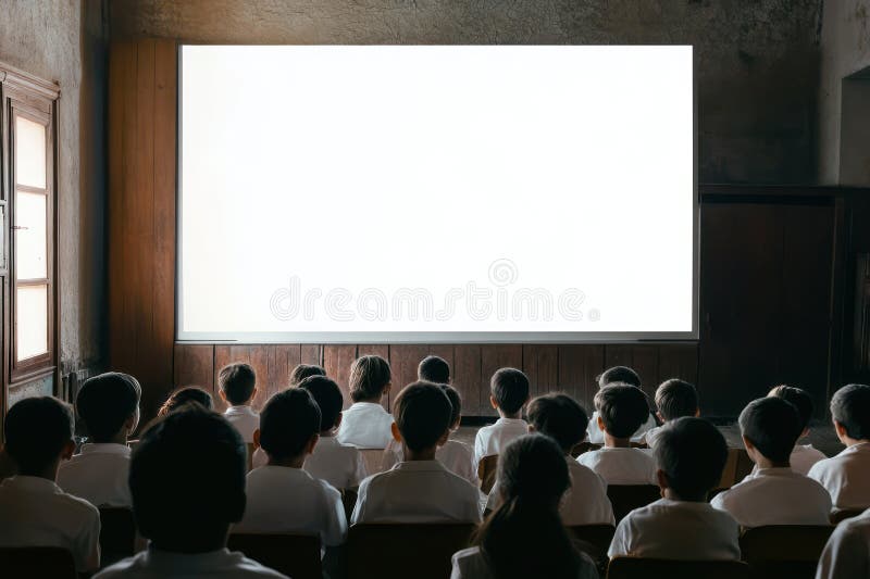 Back View of Focused Kids Using Computers in Classroom Setting Stock ...