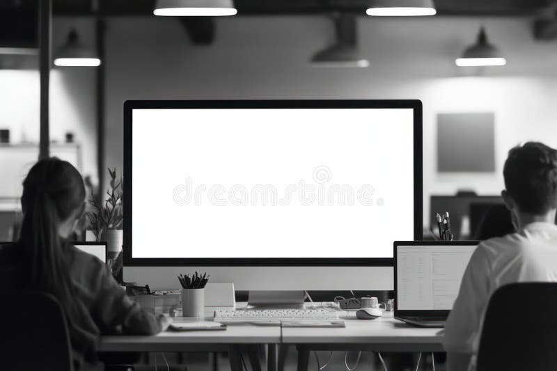 Back View of Focused Kids Using Computers in Classroom Setting Stock ...