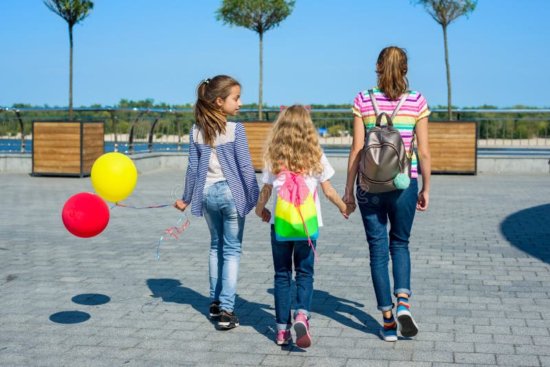 Back View of Friends Walking Together in City Stock Photo - Image of ...