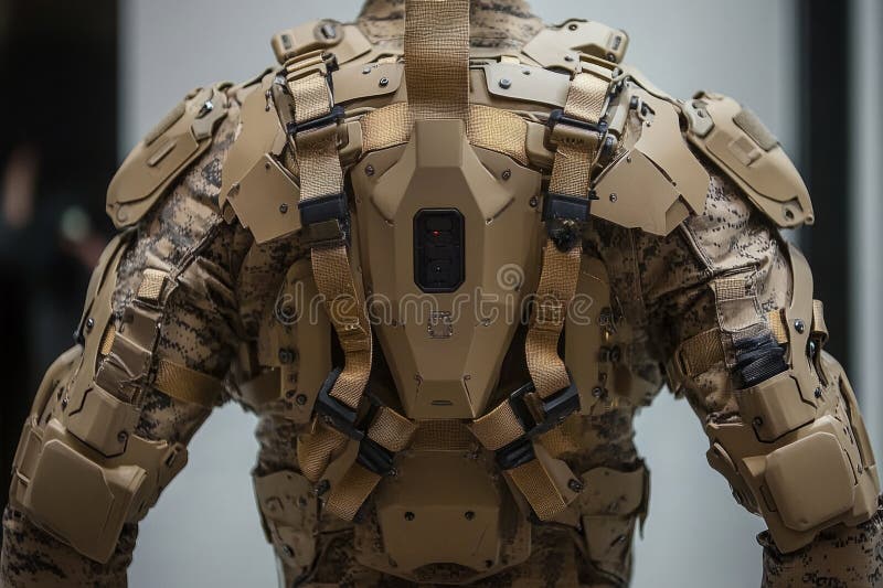 Back View of Futuristic Exoskeleton Armor Enhancing Soldier S ...