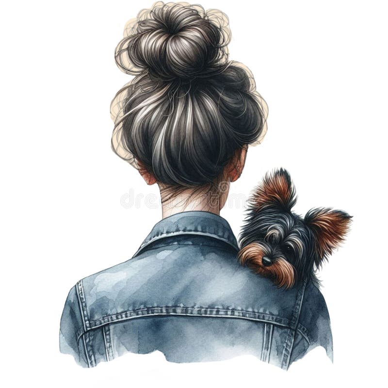 Back View of Girl Holding a Cute One Month Old Black Goldendoodle Dog ...