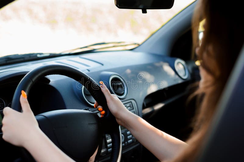 Attractive Student Girl in Driver Seat of a Car Stock Image - Image of ...