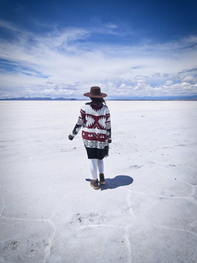 Back View of a Girl Standing Outside on a Winter Day Stock Photo ...