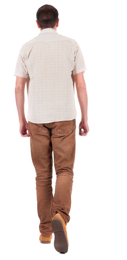 Back View of Going Handsome Man in Jeans and a Shirt. Stock Photo ...