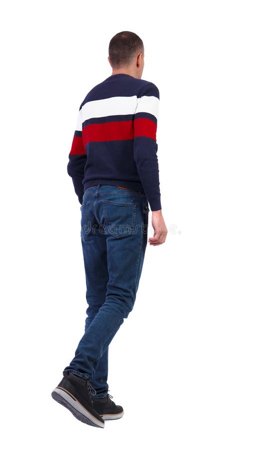Back View of Going Handsome Man in Sweater Stock Photo - Image of ...
