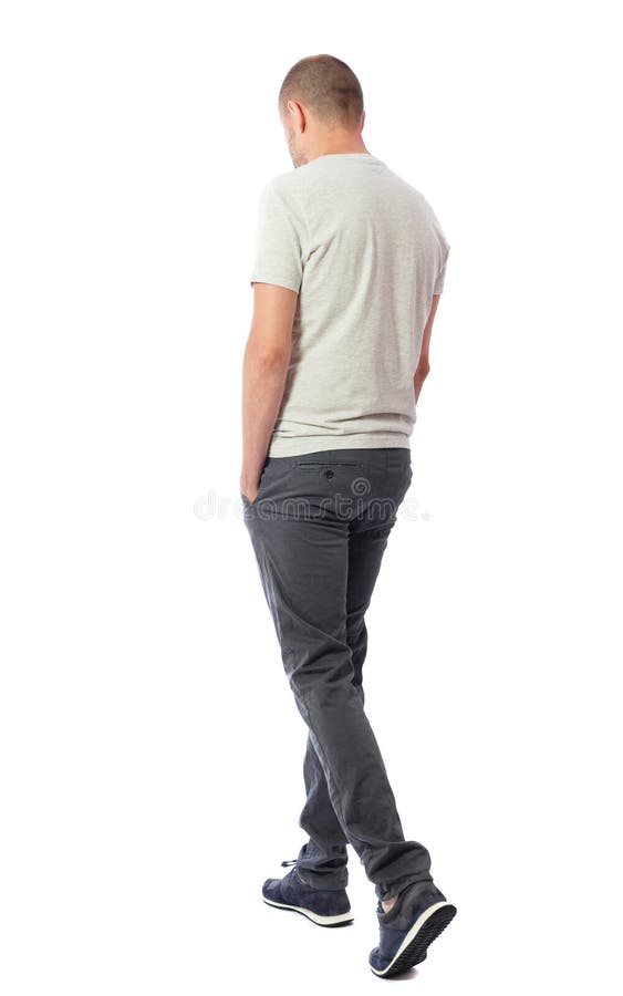 Back View of Going Handsome Man. Walking Young Guy Stock Image - Image ...
