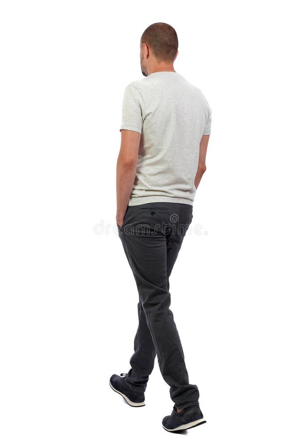 Back View of Going Handsome Man. Walking Young Guy Stock Photo - Image ...