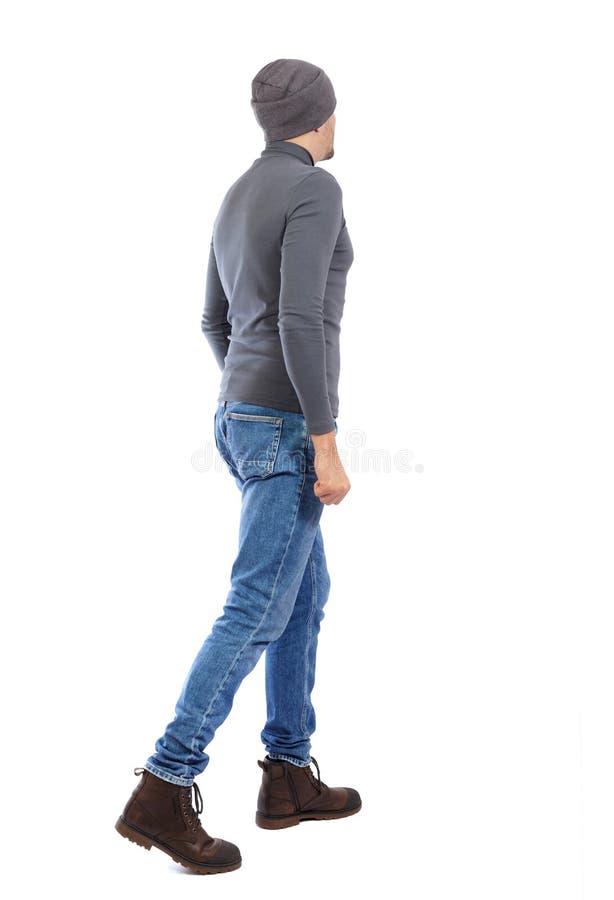Back View of Going Handsome Man. Walking Young Guy Stock Image - Image ...