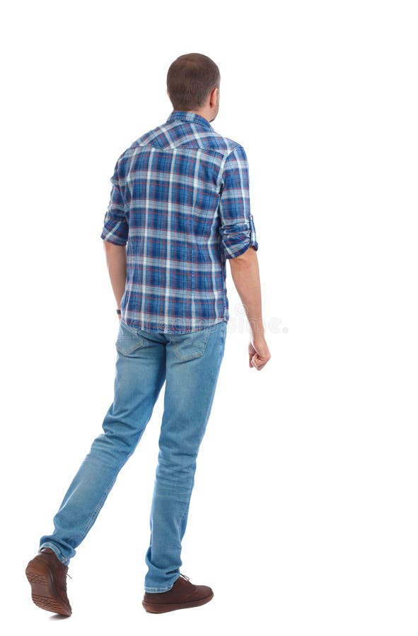 Back View of Going Handsome Man. Walking Young Guy Stock Image - Image ...