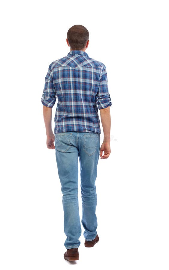 Back View of Going Handsome Man. Walking Young Guy Stock Image - Image ...