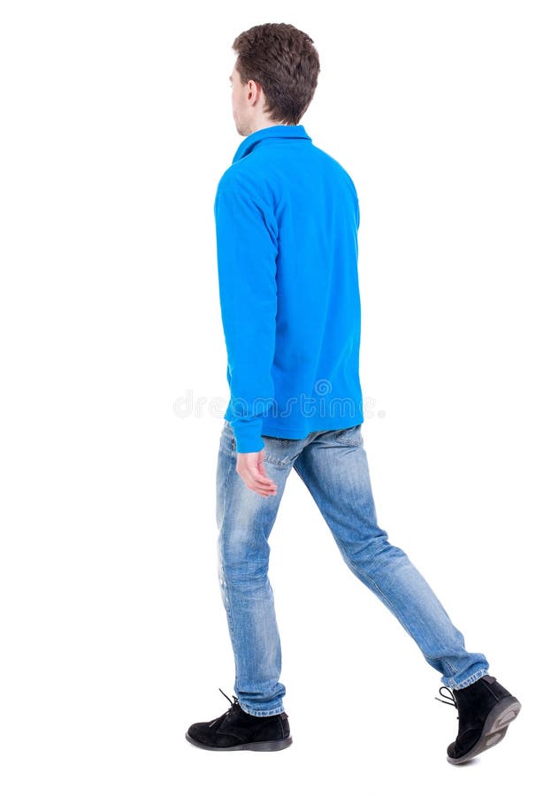 Back View of Going Handsome Man. Walking Young Guy Stock Image - Image ...