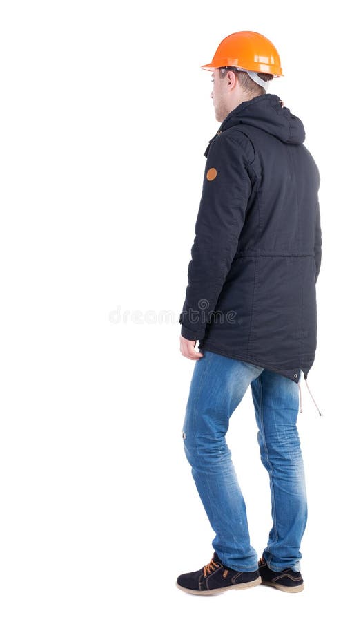 Back View Going Worker Helmet Walking Young Engineer Stock Photos ...