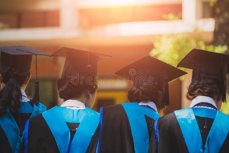 Back View of Graduates during Commencement. Concept Education ...
