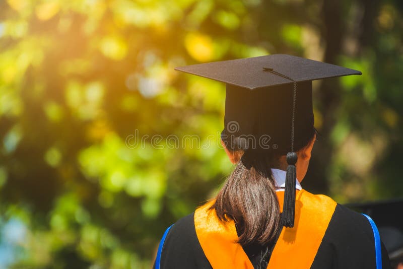 Back View of Graduates during Commencement. Concept Education ...