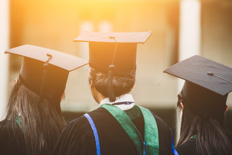 Back View of Graduates during Commencement. Concept Education ...
