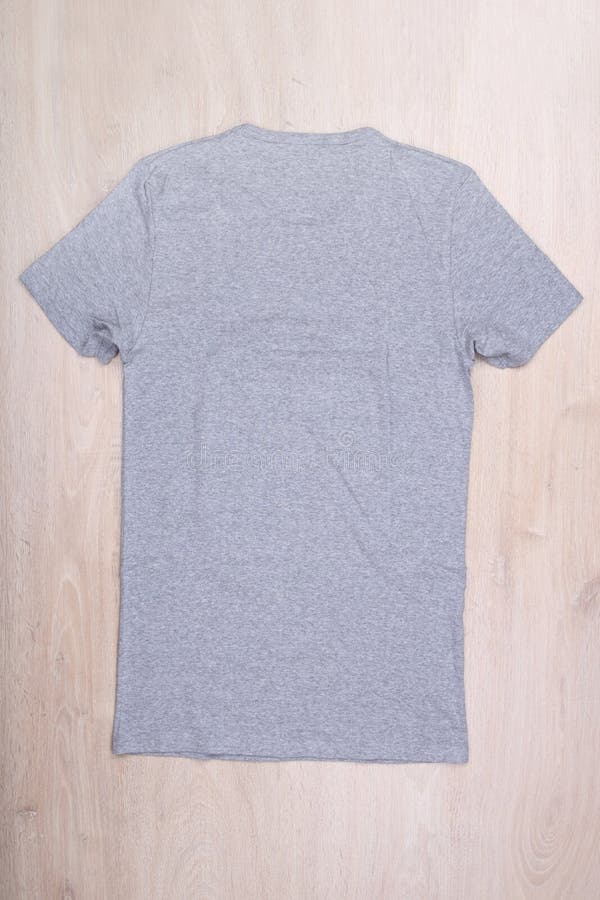 Back View Gray T-shirt on Wooden Background Stock Image - Image of ...