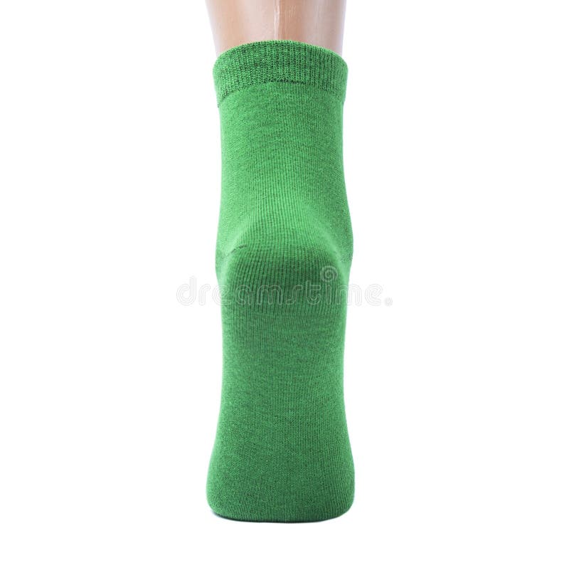 Back View of Green Socks on an Isolated Stock Image - Image of sport ...