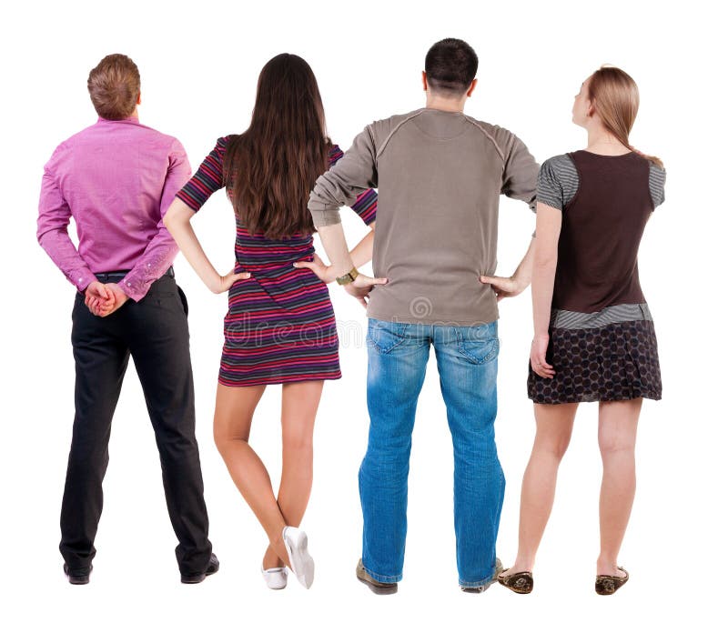 Group Of People Looking Up From Behind