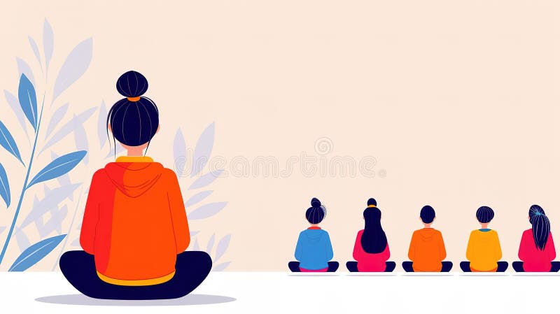 Back View of a Group of People Sitting in Meditation Pose with Copy ...