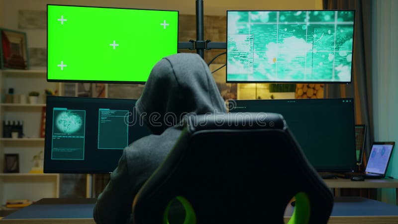 Top View of a Hacker Man Wearing Hood Opening Silver Suitcase with a White Cross. Stock Footage ...