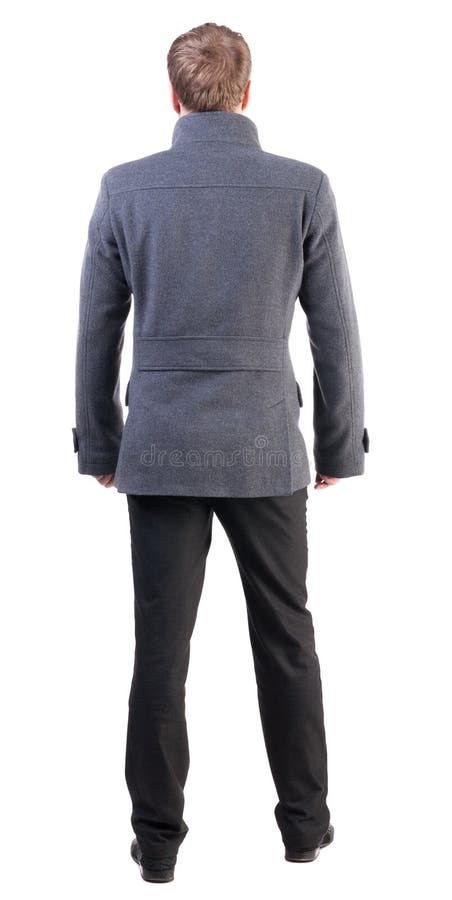 Back View of Handsome Business Man in Coat Stock Photo - Image of ...