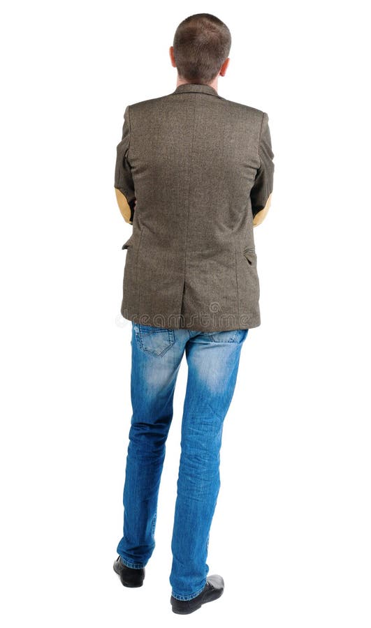 Back View of Handsome Business Man in Jacket Looking Ahead. Stock Photo ...