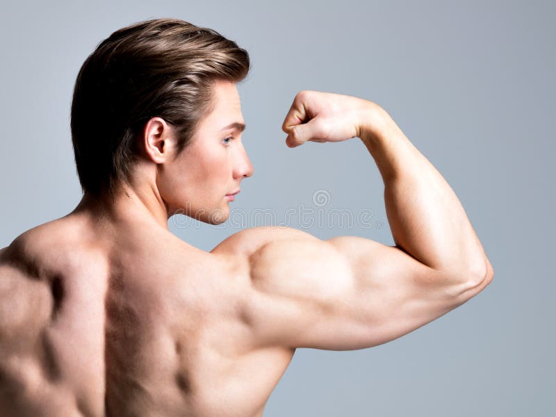 Back View of Handsome Man with Muscular Body. Stock Image - Image of ...