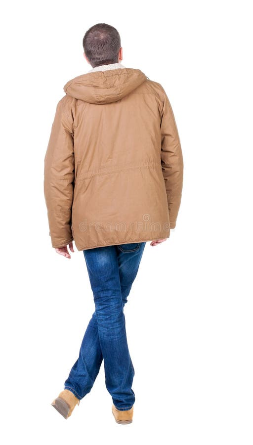 Back View of Handsome Man in Winter Jacket Looking Up. Stock Photo ...