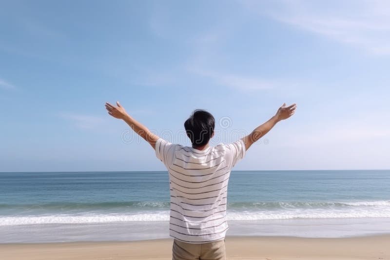 Back View of Happy Man. Generate Ai Stock Illustration - Illustration ...