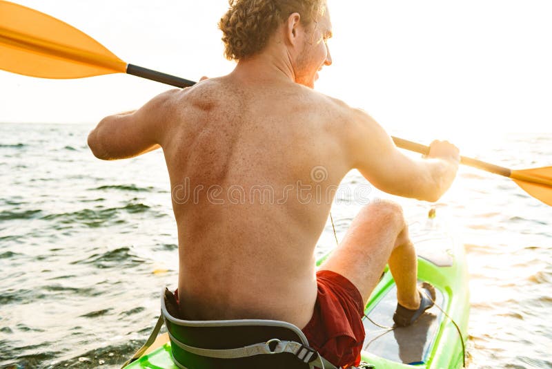 Healthy Strong Man Kayaking Stock Photo - Image of canoe, lake: 150210168