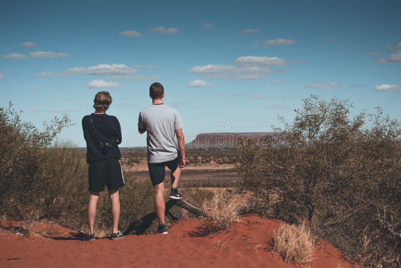 Back View of Hikers Looking Out Over the Outback Editorial Stock Photo ...