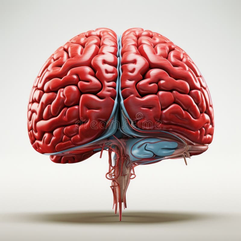Back View of the Human Brain on White Background Stock Illustration ...