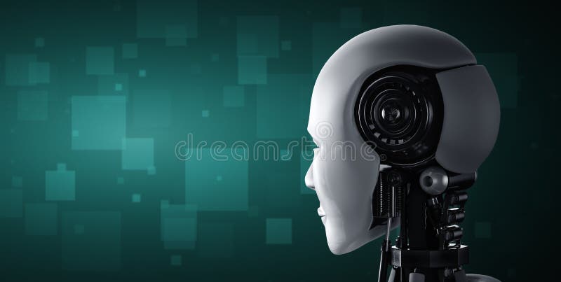 Back View of Humanoid AI Robot Head Stock Illustration - Illustration ...