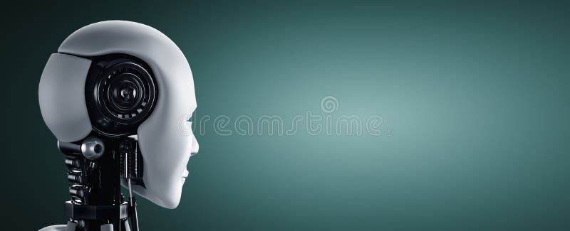 Back View of Humanoid AI Robot Head Stock Illustration - Illustration ...