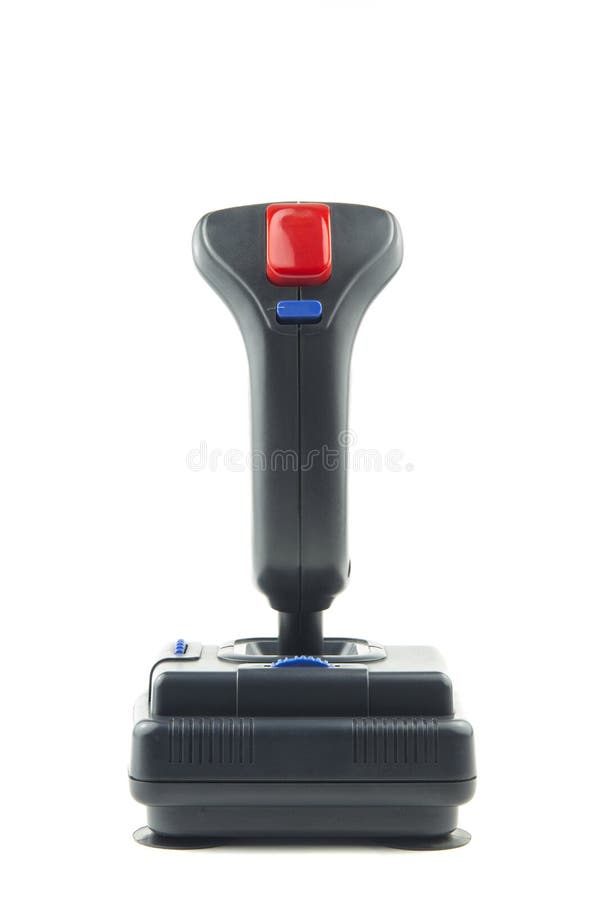 Back View of a Isolated Black Joystick with Red Button Stock Image ...