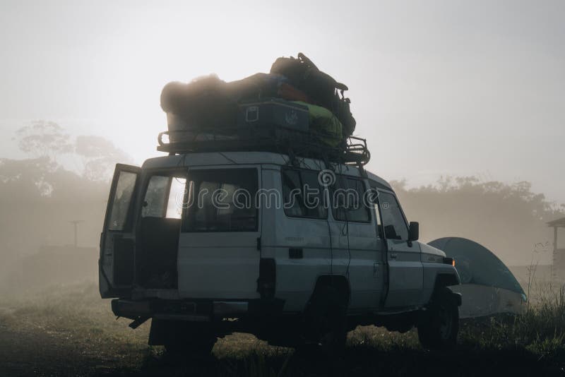 Back View of Jeep with Baggage on Roof Editorial Stock Image - Image of ...